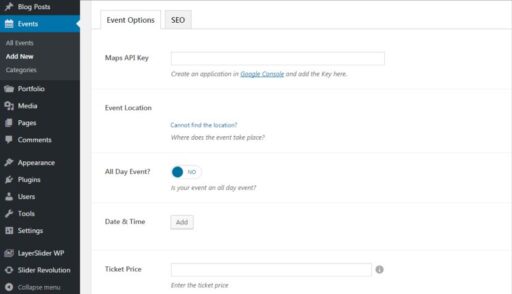 event options – WP Daddy