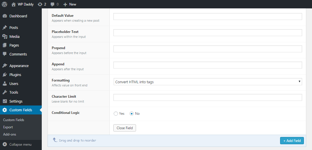 field-type – WP Daddy