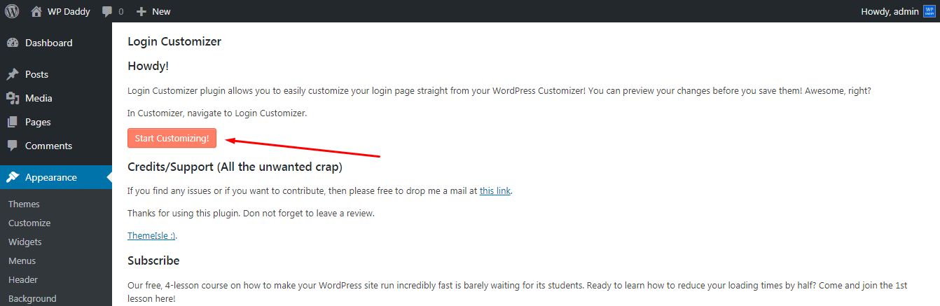 start-customizing – WP Daddy