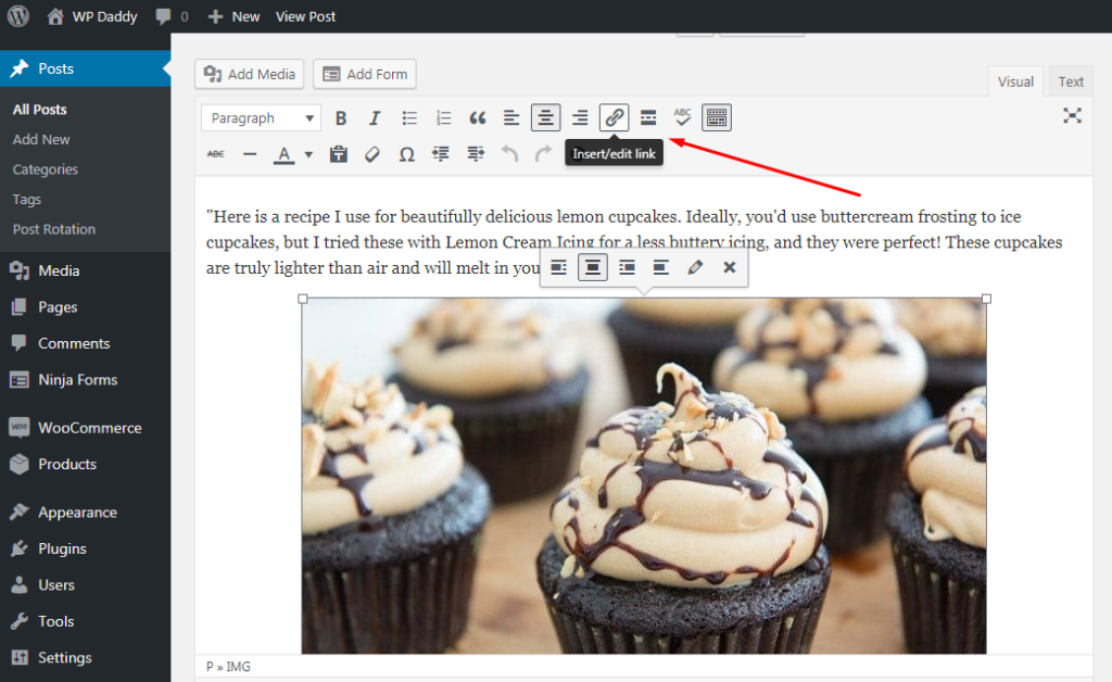 insert edit link option – WP Daddy