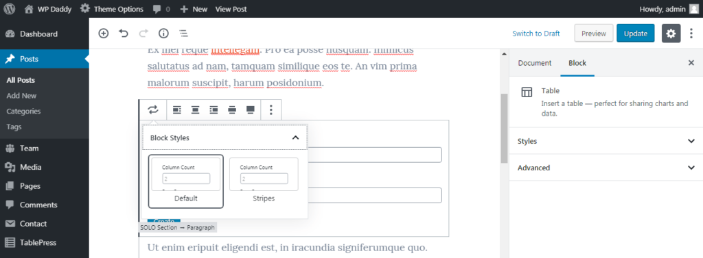 How to Create Tables in WordPress - Easy Guide - WP Daddy